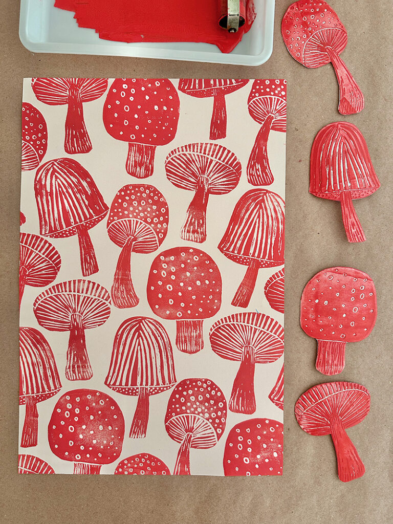 Mushroom Block Printing with Styrofoam - ARTBAR